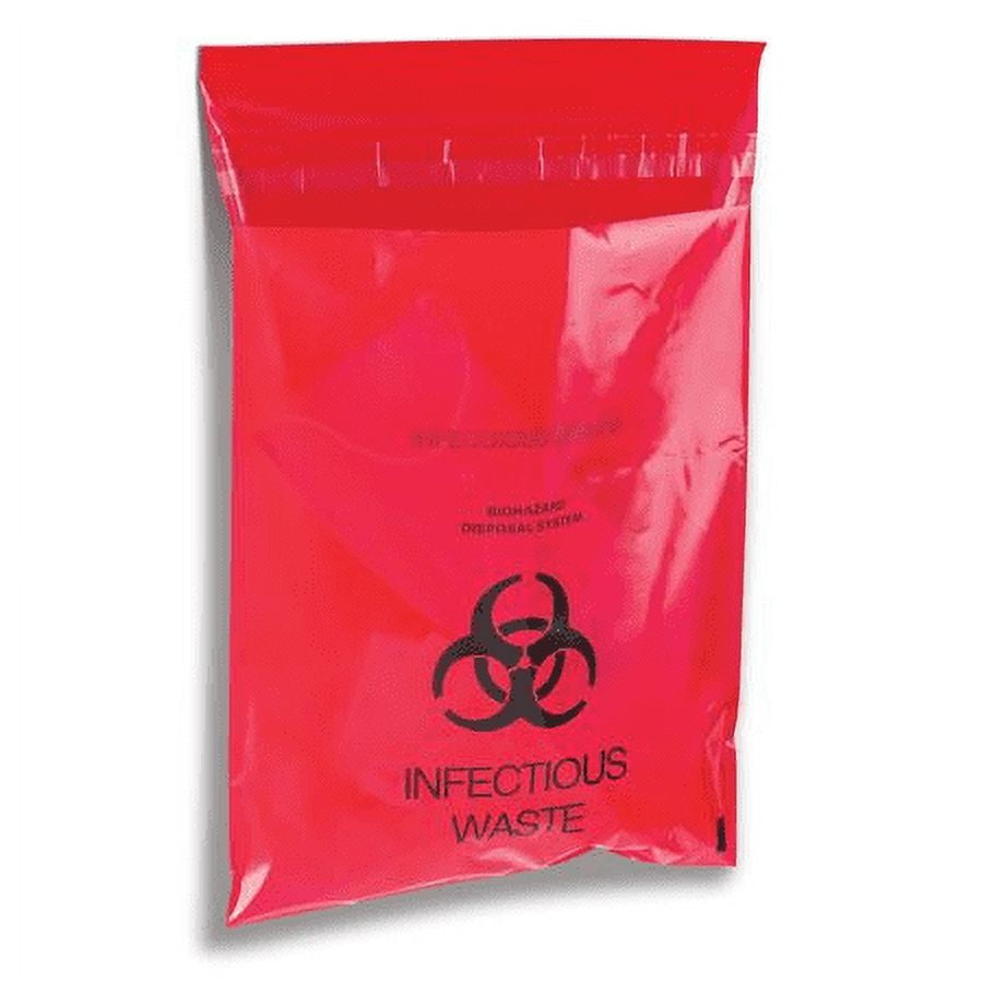 Medical Red Biohazard Waste Bags 9" x 10" Waste Bag With Adhesive-Stick ...