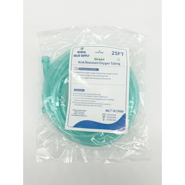 Medical Sales Supply High Flow, Kink Free Oxygen Tubing - 25ft, Green ...