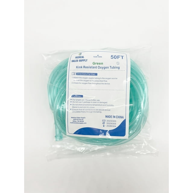Medical Sales Supply Crush Resistant Oxygen Tubing - 50'(50 FT) Green ...