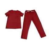 Medical Scrub Set Unisex V-Neck Top and Pants 65% Polyester 35% Cotton ...