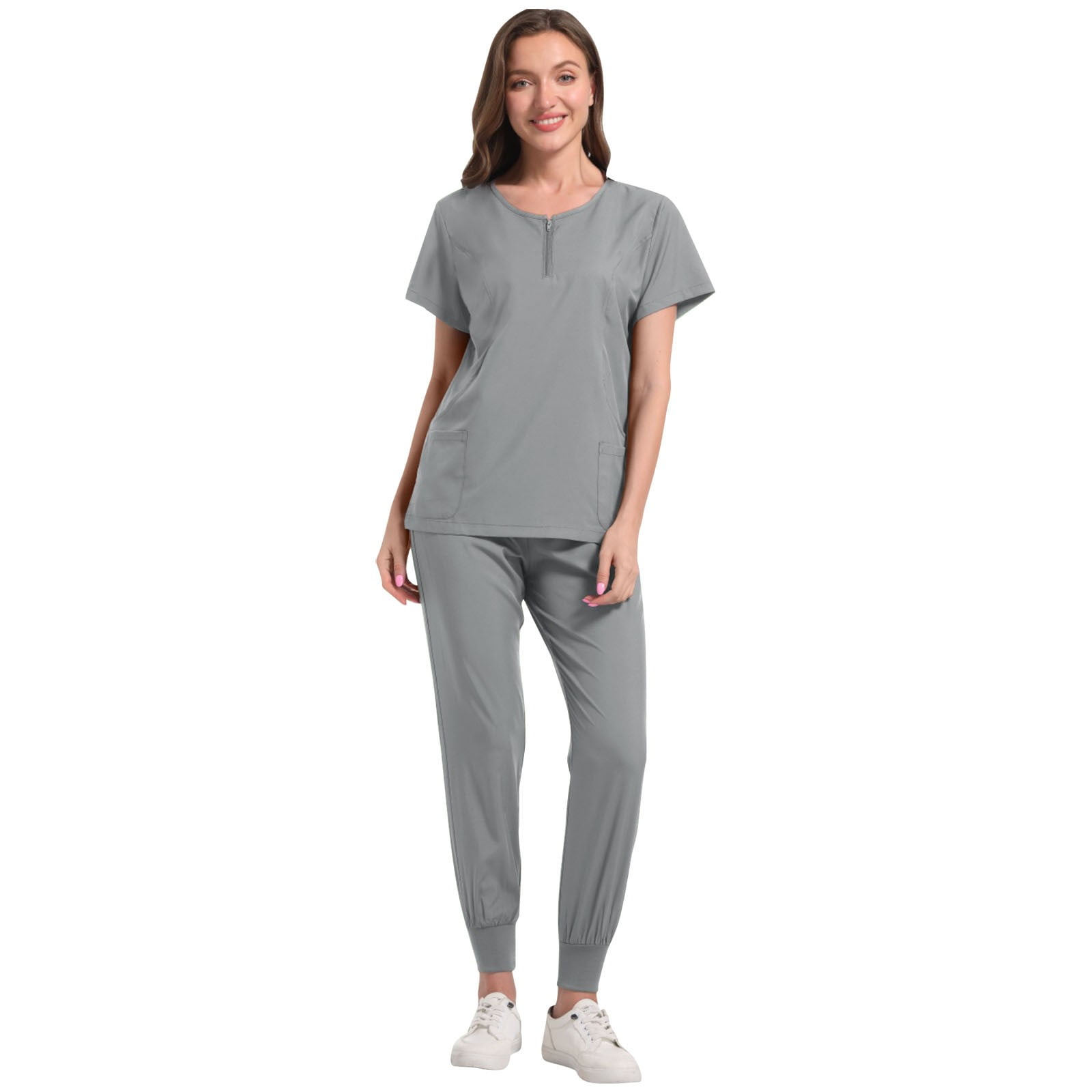 Medical Scrub Set for Women, Short Sleeve Hospital Workwear, Quick-Dry ...