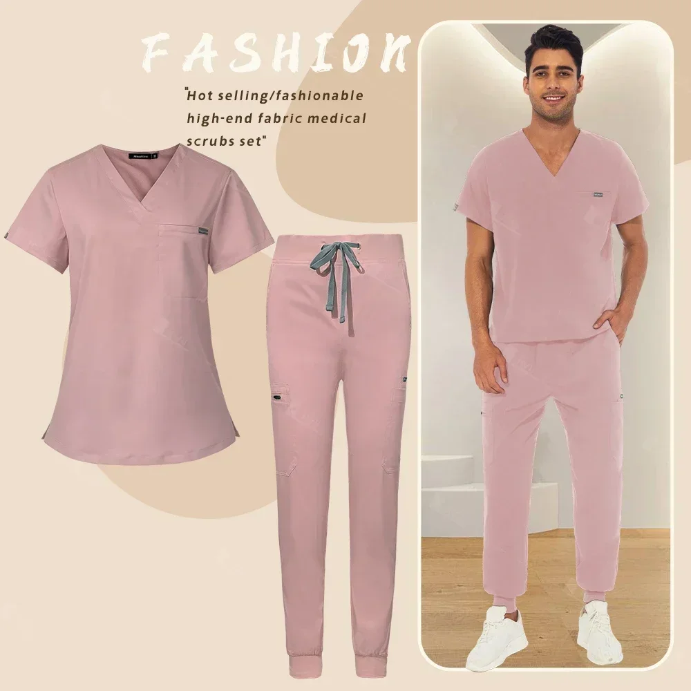 Medical Scrubs Set Women Men Doctor Nurse Uniform Beauty Salon Pharmacy ...