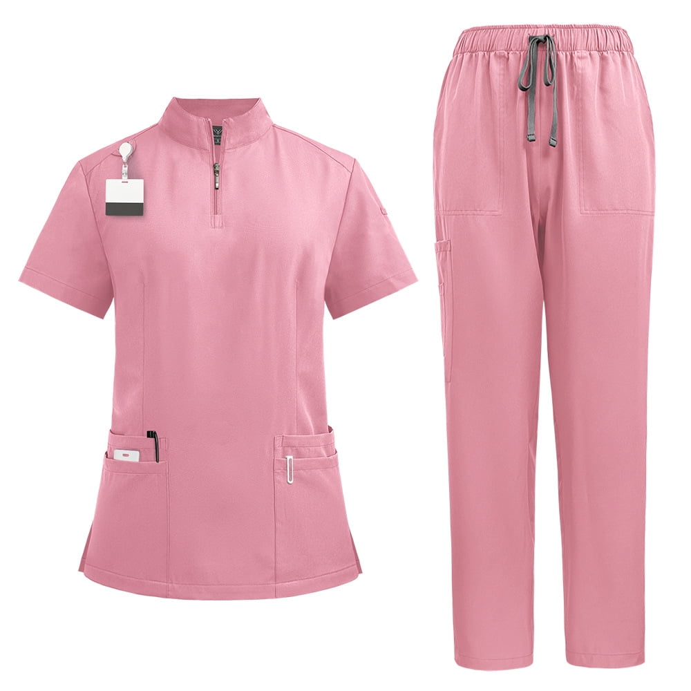 Medical Scrubs Set Zipper Front Nurse Work Uniform Unisex for Dental ...