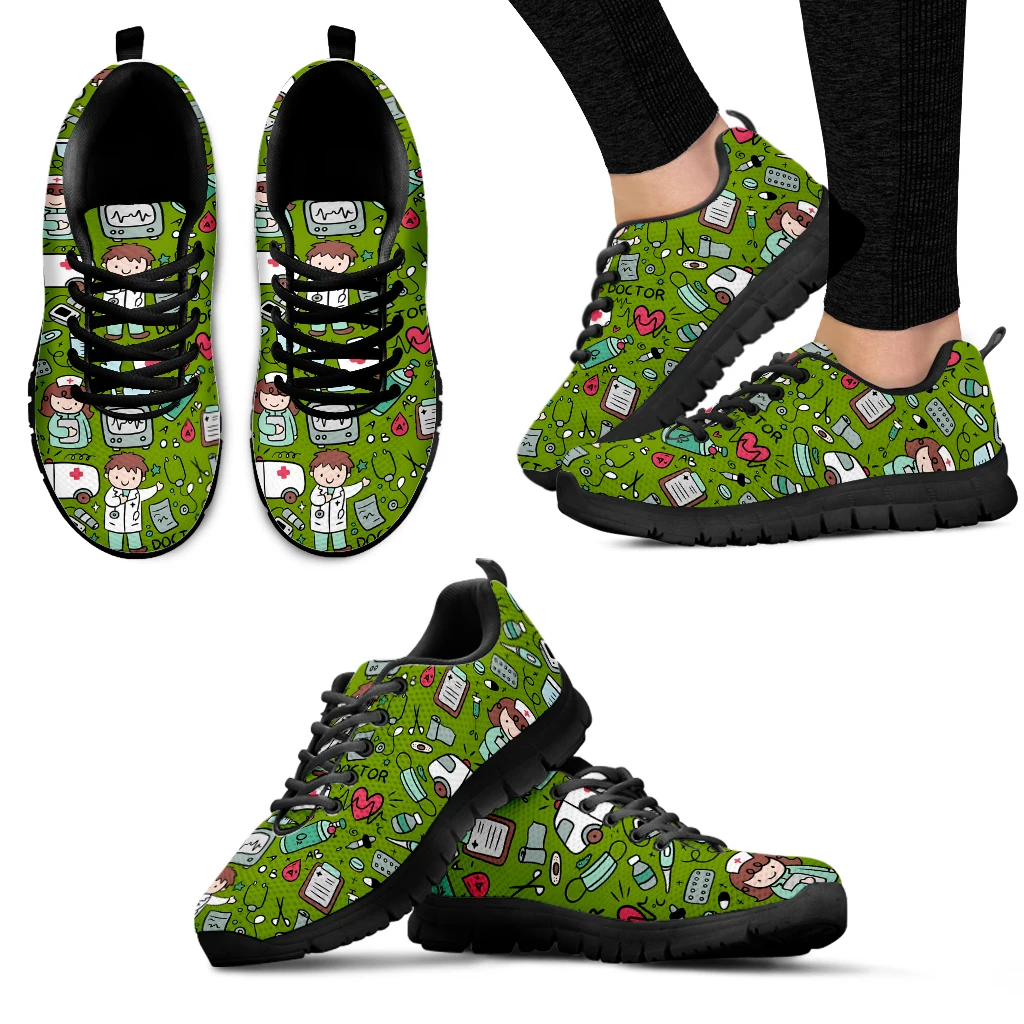 Medical Shoes For Female Cartoon Doctor Comfortable Lace Up Sneakers ...