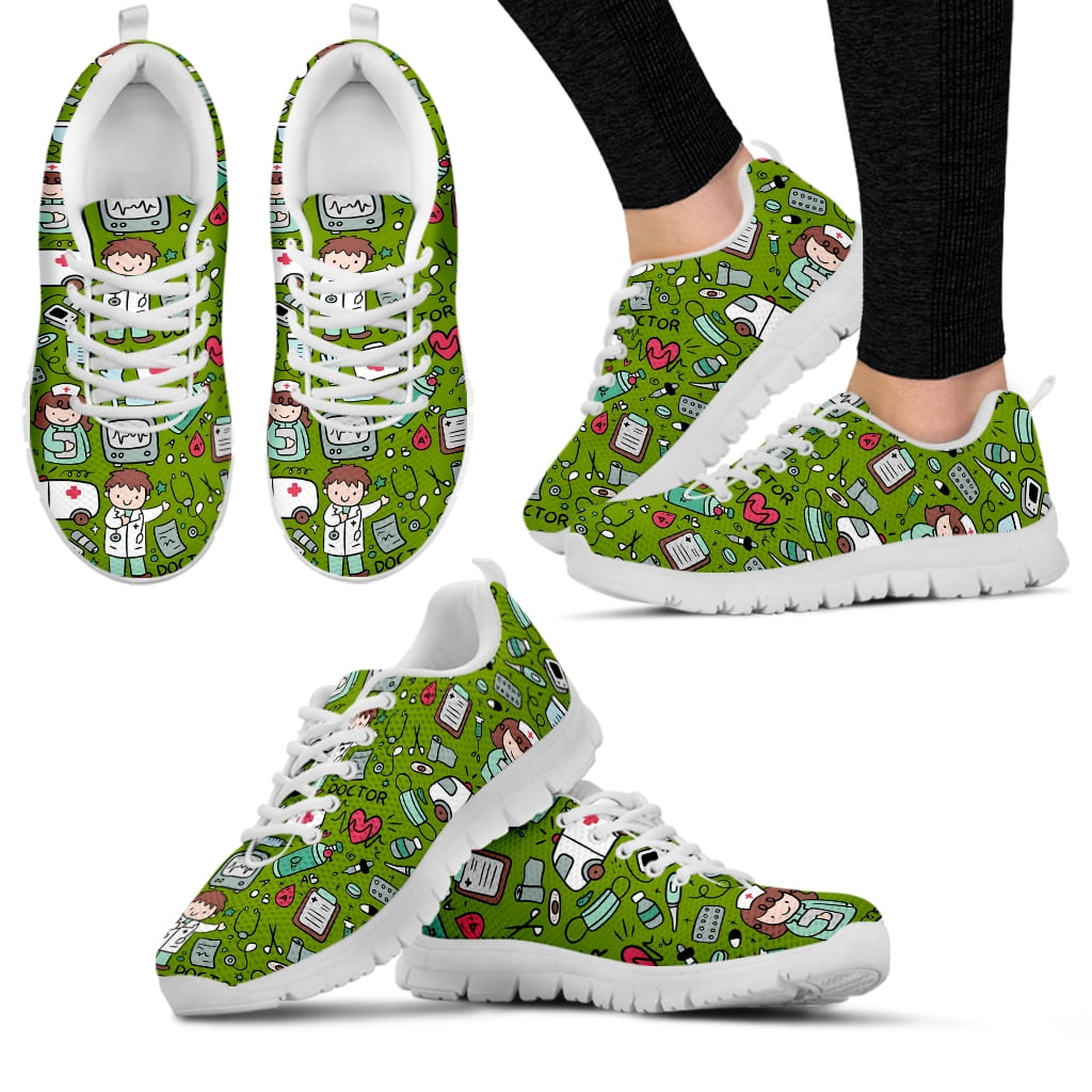 Medical Shoes For Female Cartoon Doctor Comfortable Lace Up Sneakers ...