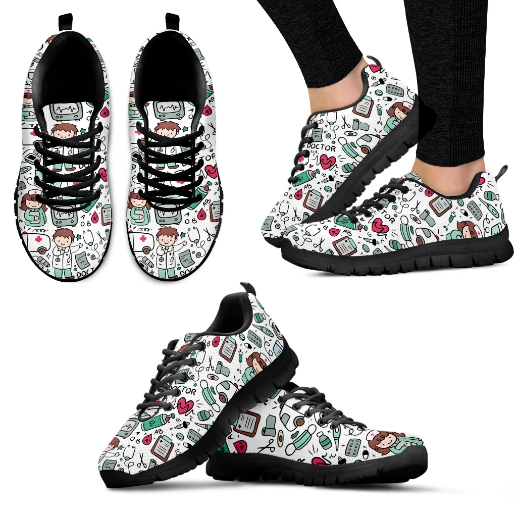 Medical Shoes For Female Cartoon Doctor Comfortable Lace Up Sneakers ...