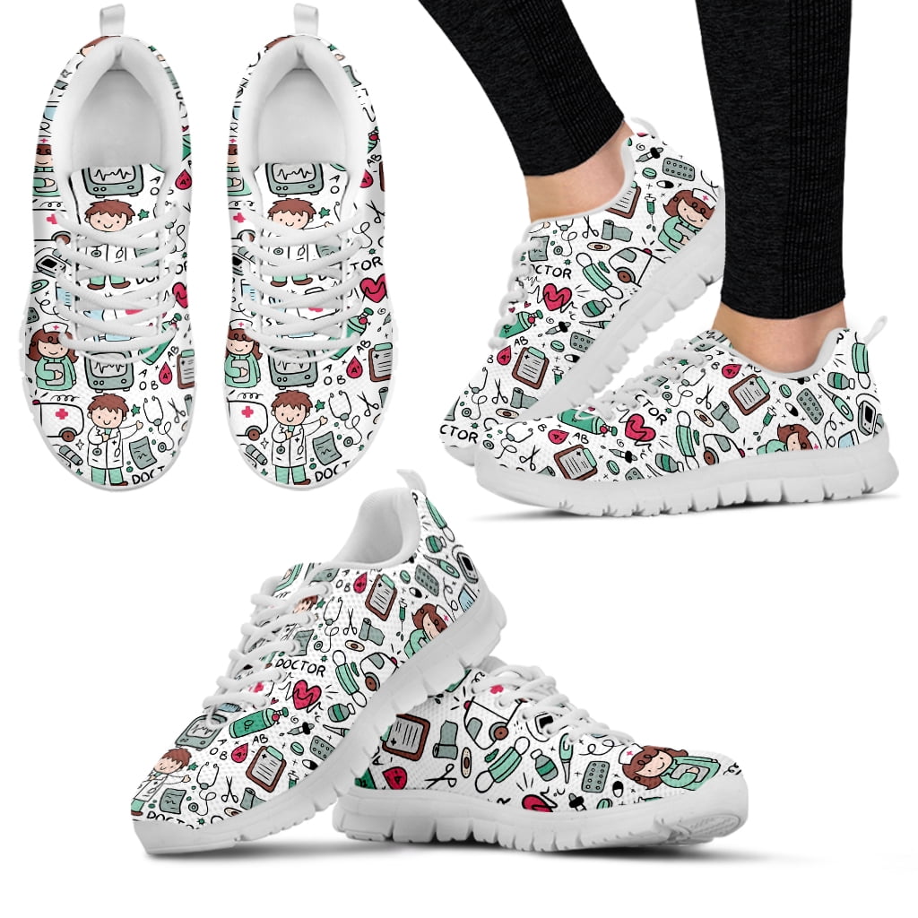 Medical Shoes For Female Cartoon Doctor Comfortable Lace Up Sneakers ...