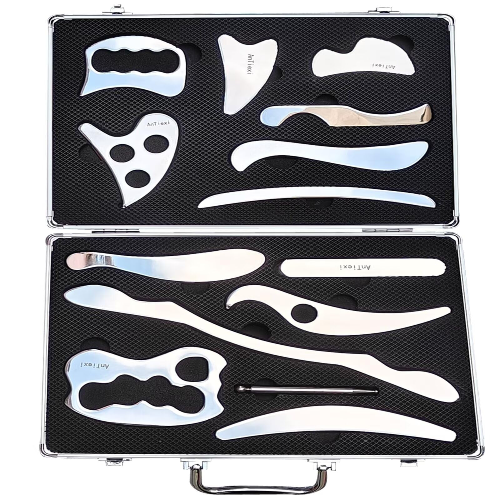 Medical Stainless Steel Muscle AIF4 Scraper Gua Sha Scraping Massage Tool Set(14pcs) IASTM Tools ...