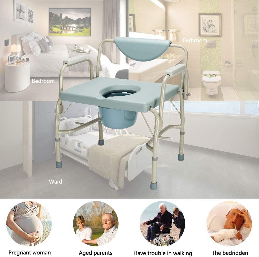 Medical Steel Extra-wide Commode Potty Chair Bedside Commode Toilet ...