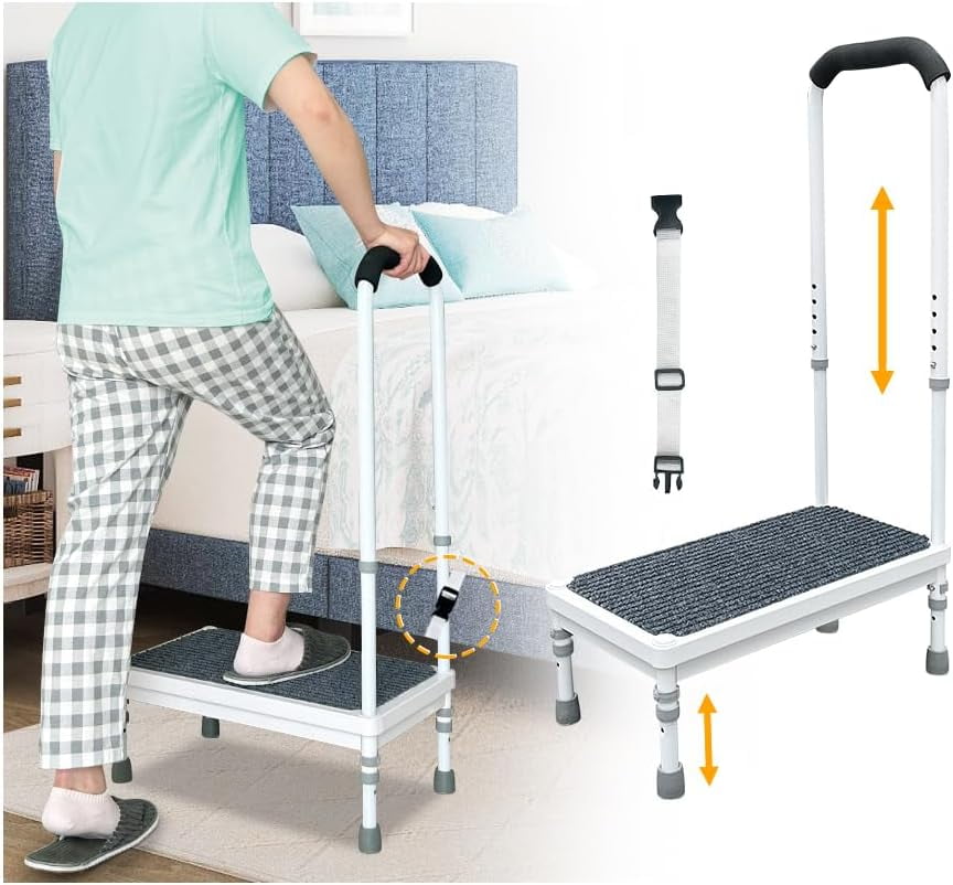 Medical Step Stool with Handle Elderly Adults Bed Steps for High Beds ...
