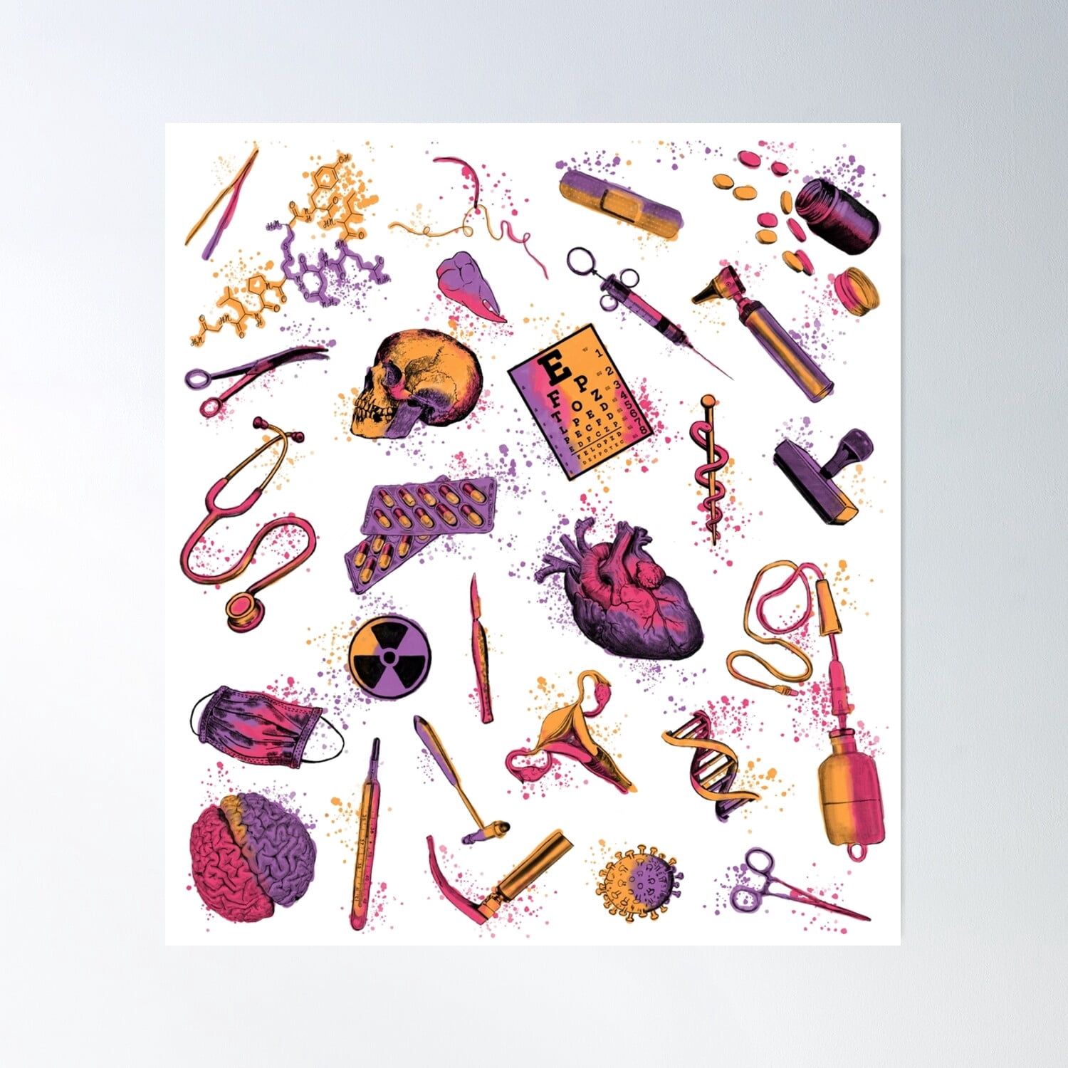 Medical Symbols For Doctors And Healthcare Workers, Vibrant Watercolor ...