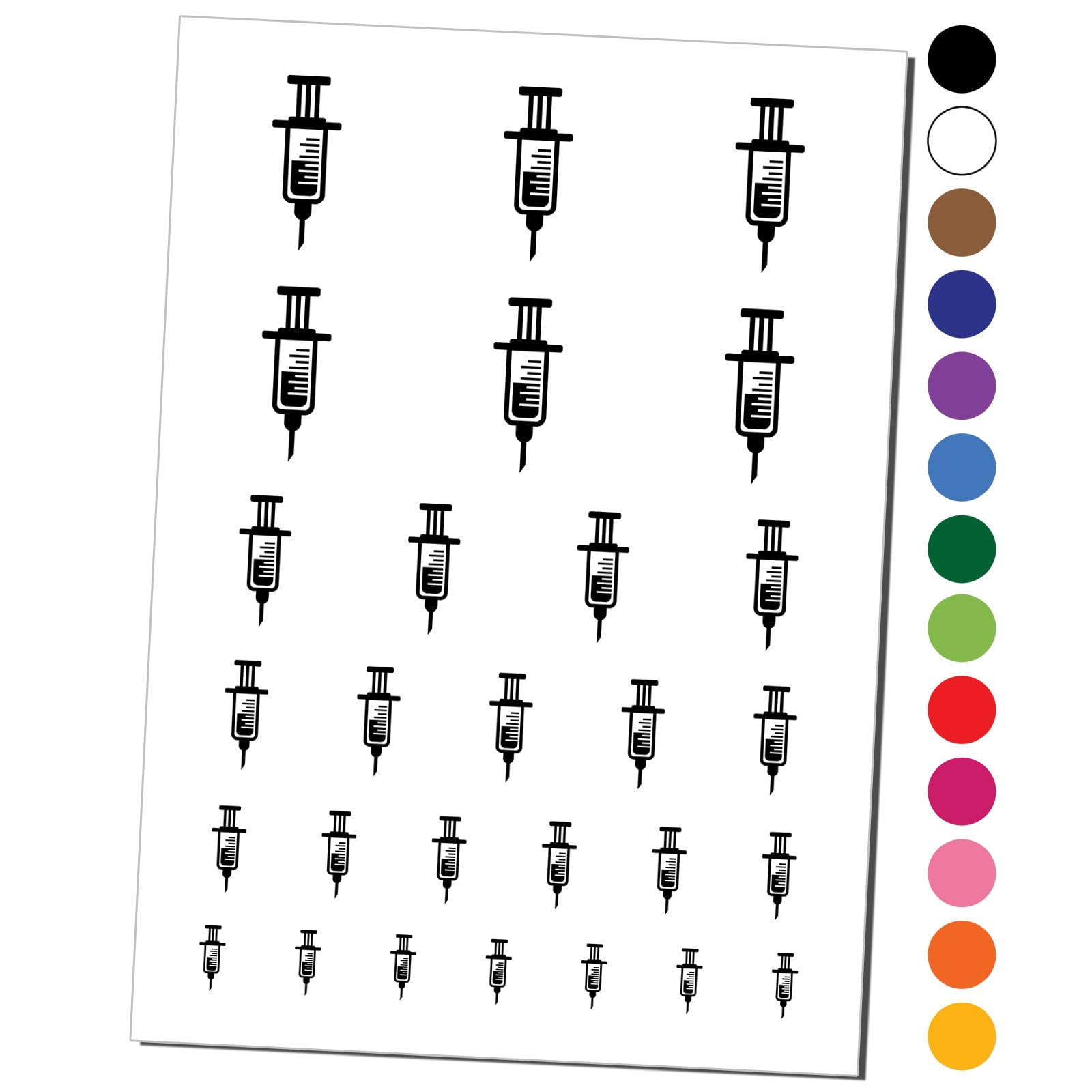 Medical Syringe Water Resistant Temporary Tattoo Set Fake Body Art ...