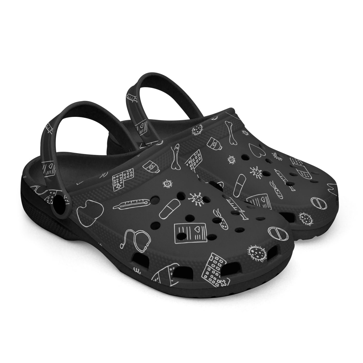 Medical Theme Black Sole Clog Shoes - Walmart.com