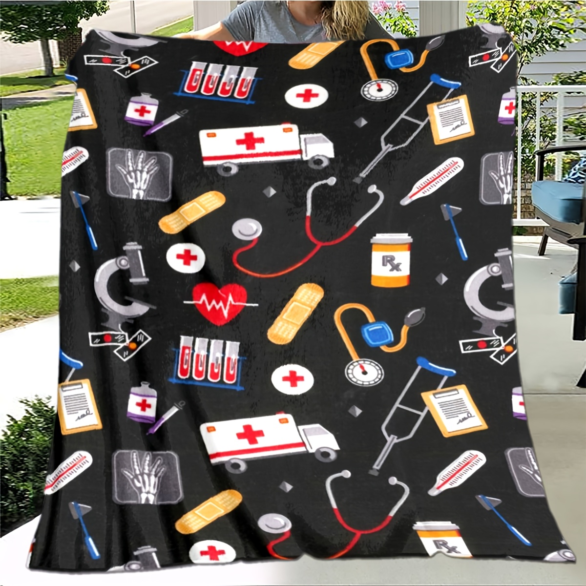 Medical Theme Flannel Blanket – Cozy All-Season Throw with Ambulances ...