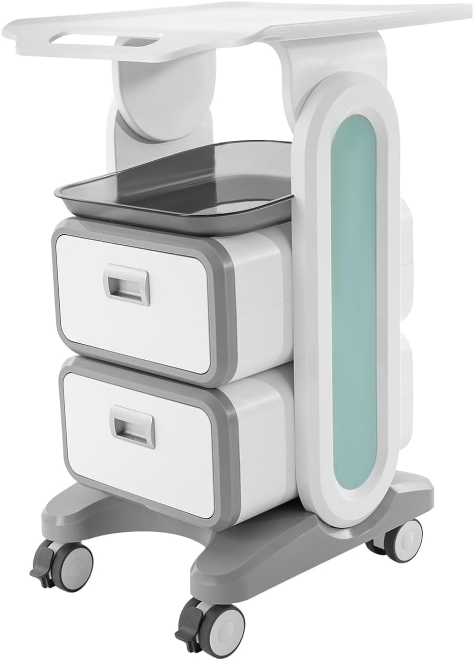 Medical Trolley Cart with 2 Drawers, 132 Lbs Load Rolling Lab Cart ...
