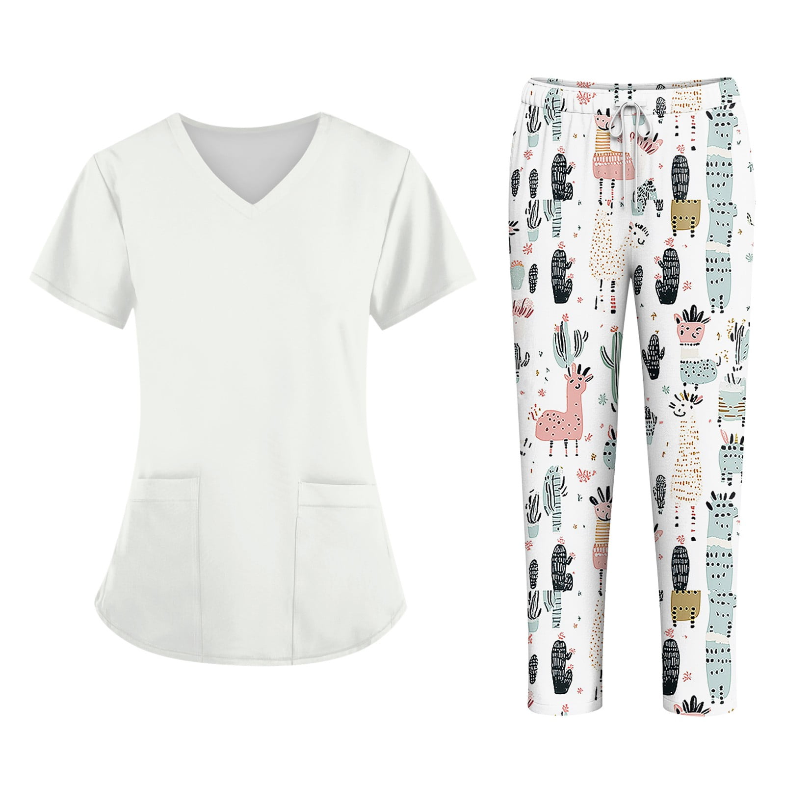 Medical Uniforms For Women,Scrub Sets For Woman Short Sleeve Animal ...