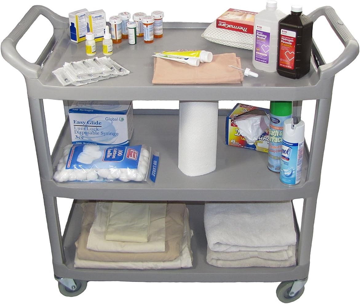 Medical Utility Cart, Supply, Service and Transport 3 Shelf Rolling ...