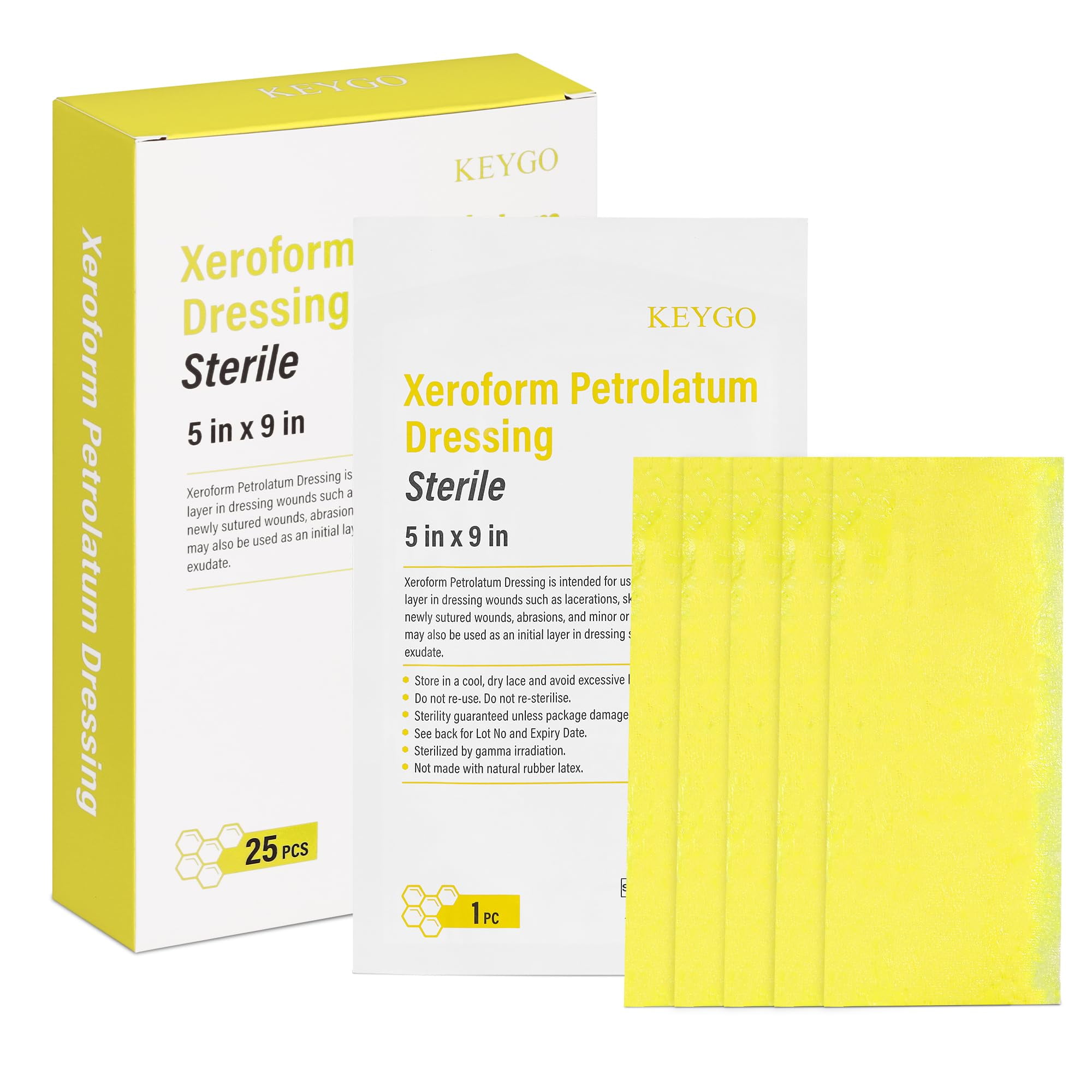 Medical Xeroform Petrolatum Dressing Patch 5x9 - Non-Adherent Gauze for ...