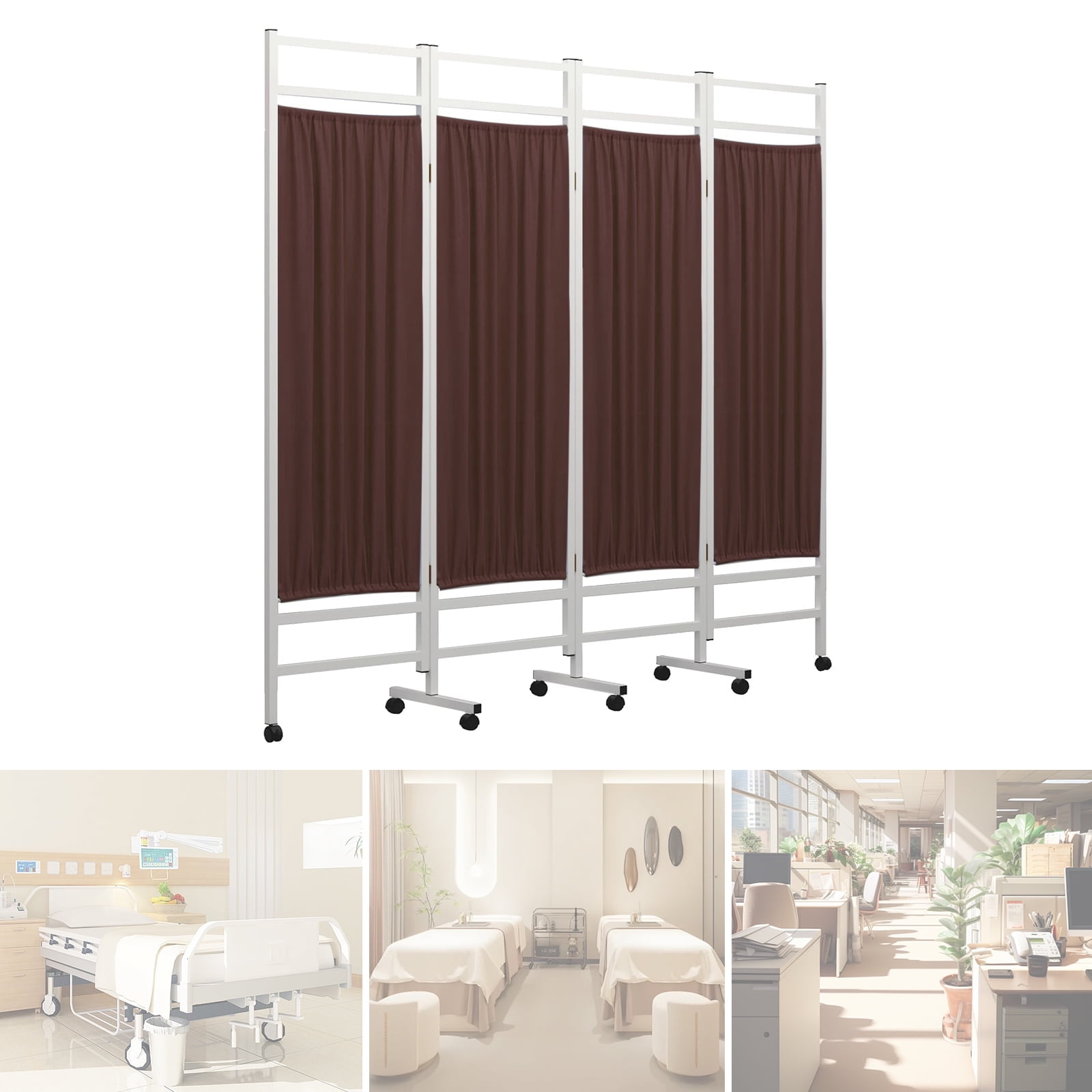 Medical privacy screen on wheels, foldable medical room divider with ...