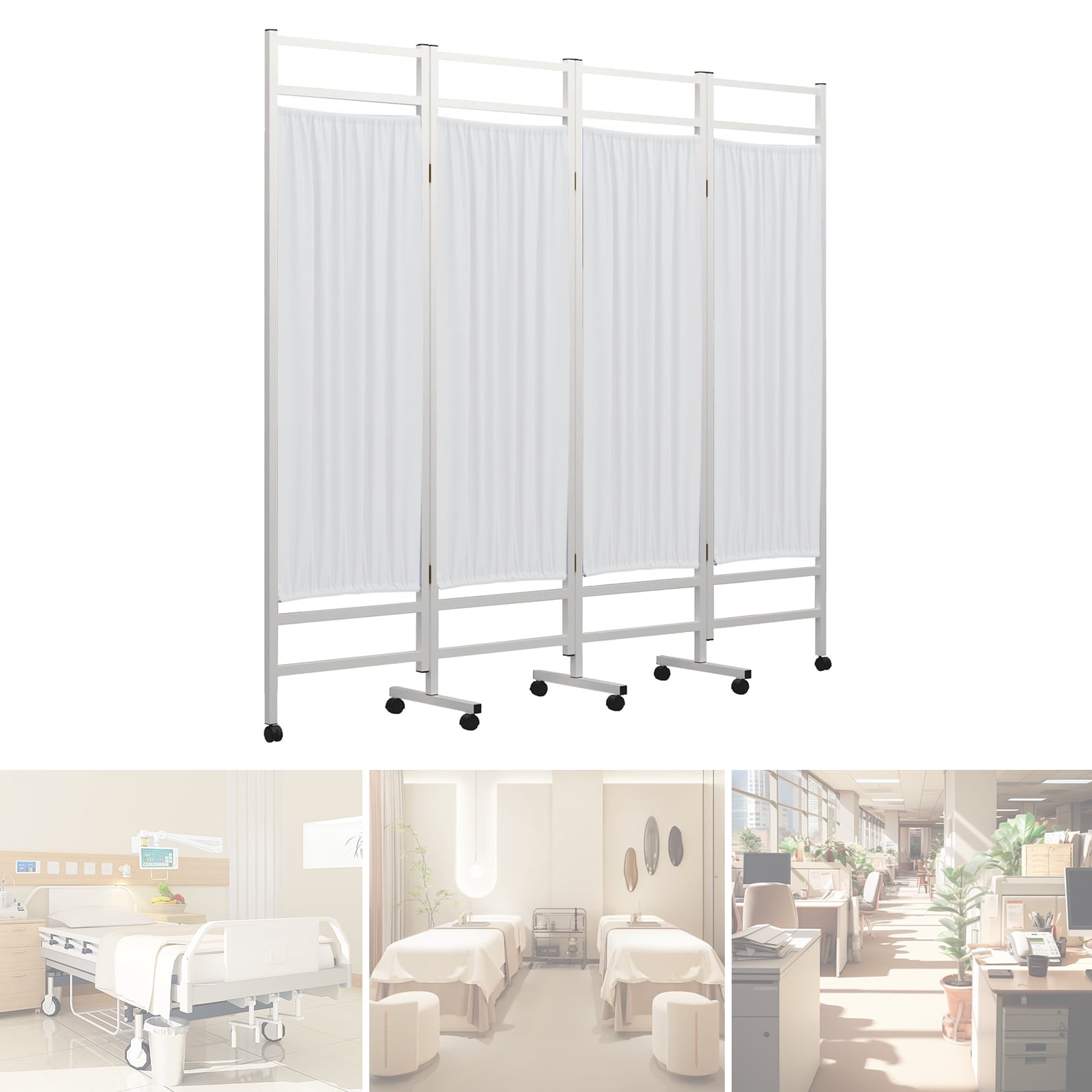 Medical privacy screen on wheels, foldable medical room divider with ...
