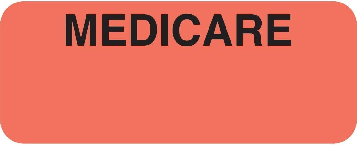 Medicare Chart Label for Insurance Records, 1-7/8” x 3/4” Fluorescent ...
