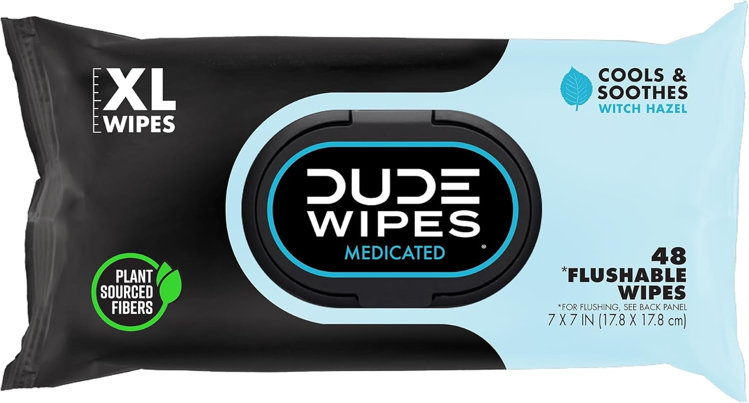 Medicated Flushable Wipes - 1 Pack, 48 Count - Unscented - Extra-Large ...