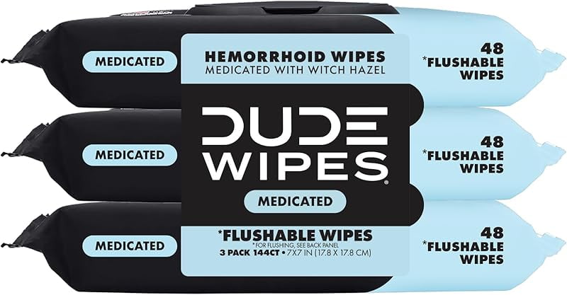 Medicated Flushable Wipes - 3 Pack, 144 Wipes - Unscented Extra-Large ...