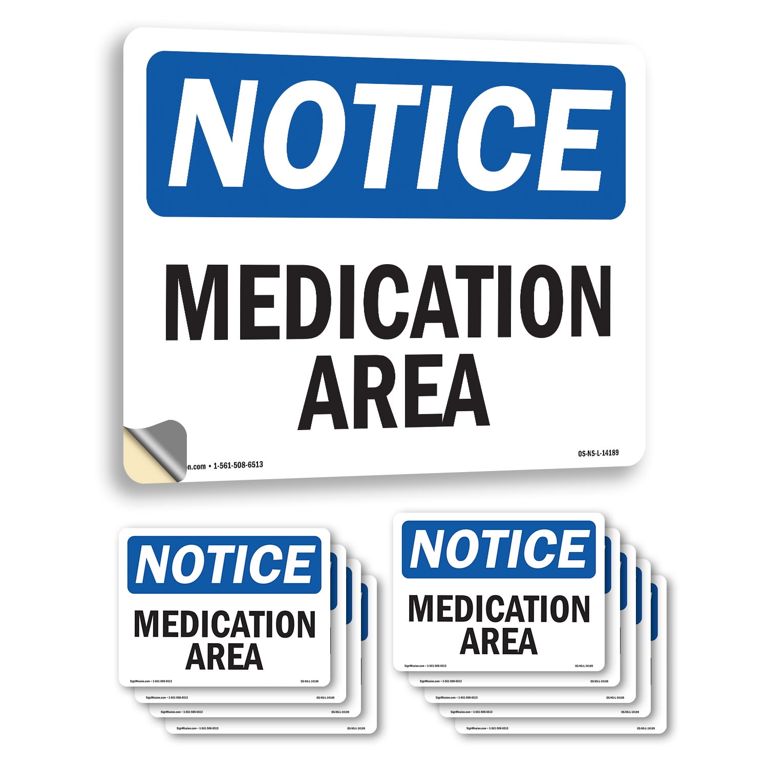 Medication Area OSHA Notice Vinyl Decal Label 18 Inch x 12 Inch - 10 ...