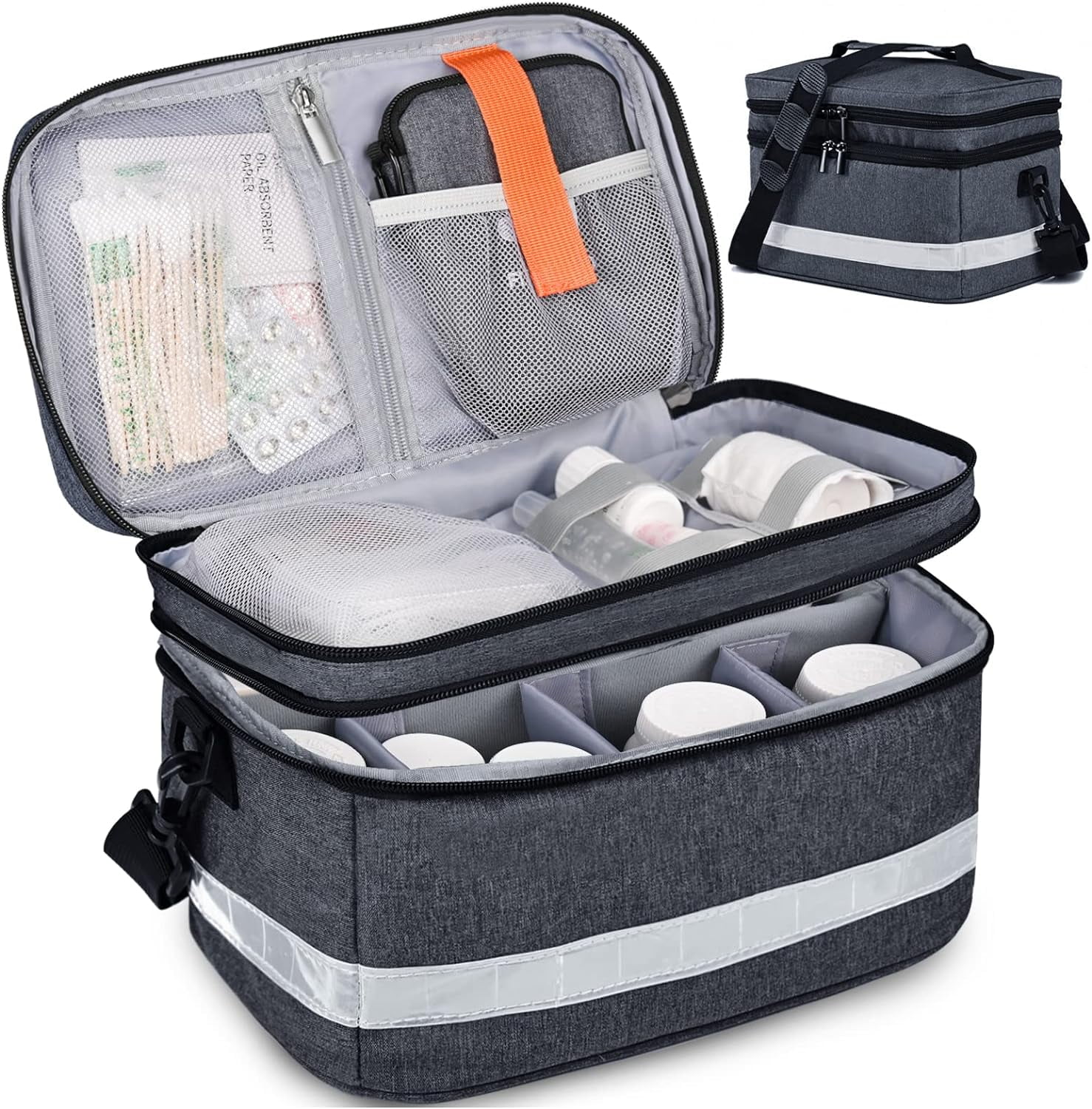 Medication Organizer Storage Bag,Portable Pill Bottle Organizer with ...