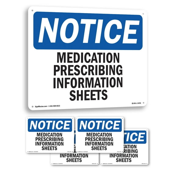Medication Prescribing Information Sheets OSHA Notice Rigid Plastic ...