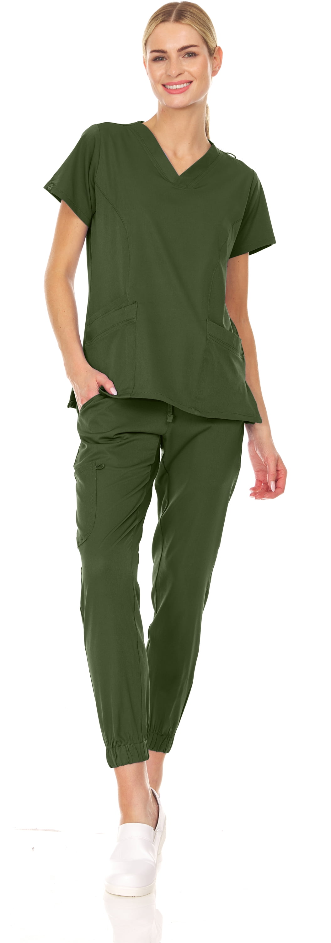 Medichic Mini Marilyn Women's Joggers Scrub Set Medical Nursing Stretch ...