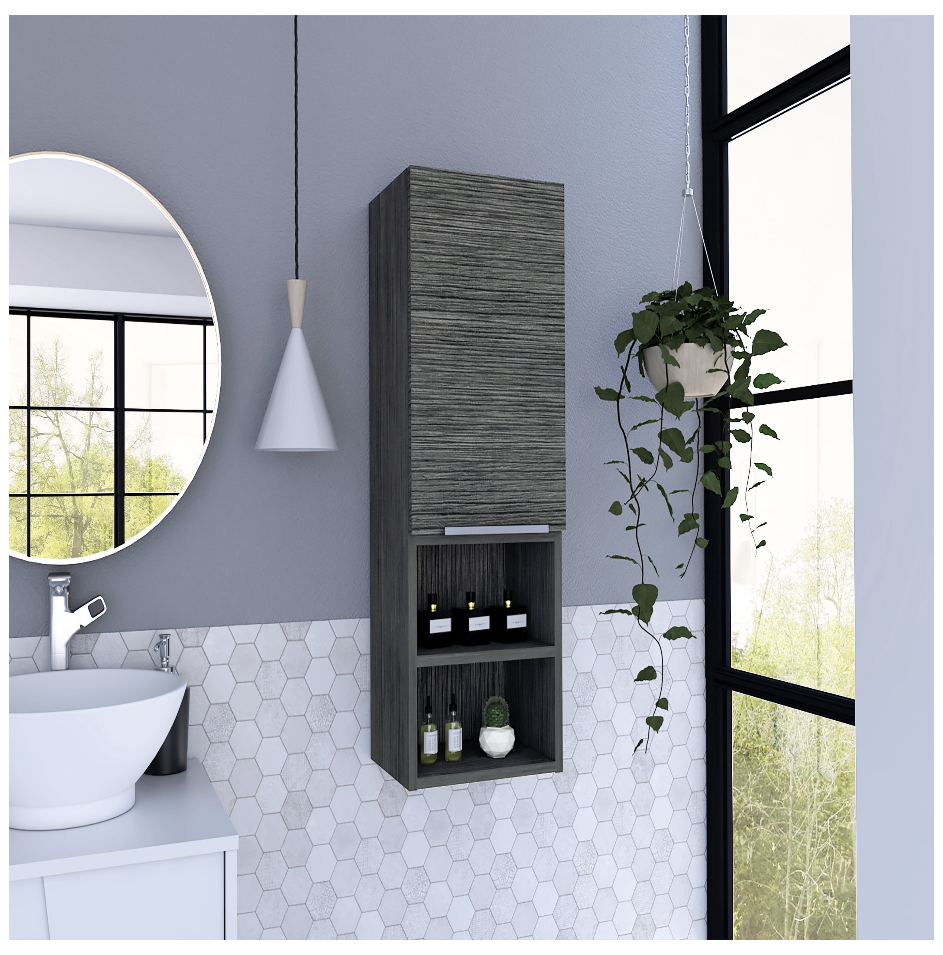 Medicine Cabinet with Door, 32" High Single Door Bathroom Cabinet ...