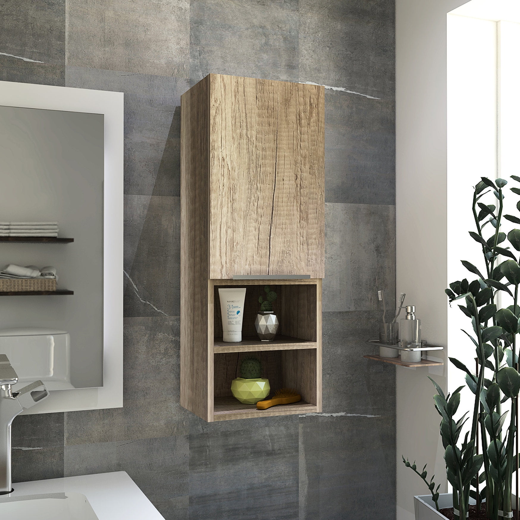 Medicine Cabinet / Easy - Reach Design, Particle Board, Light Oak ...