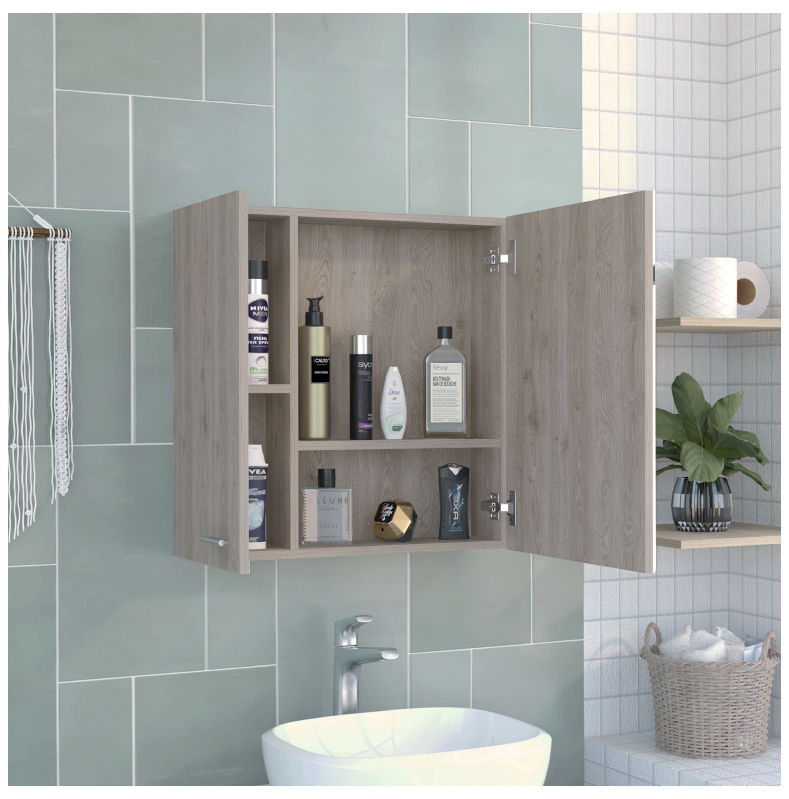Medicine Cabinet Prague, Four Internal Shelves, Single Door, Light Gray ...