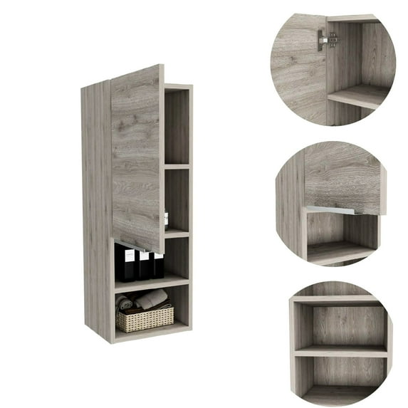 Medicine Cabinet with Light Gray Finish | Bottom Semi - Open & Top ...