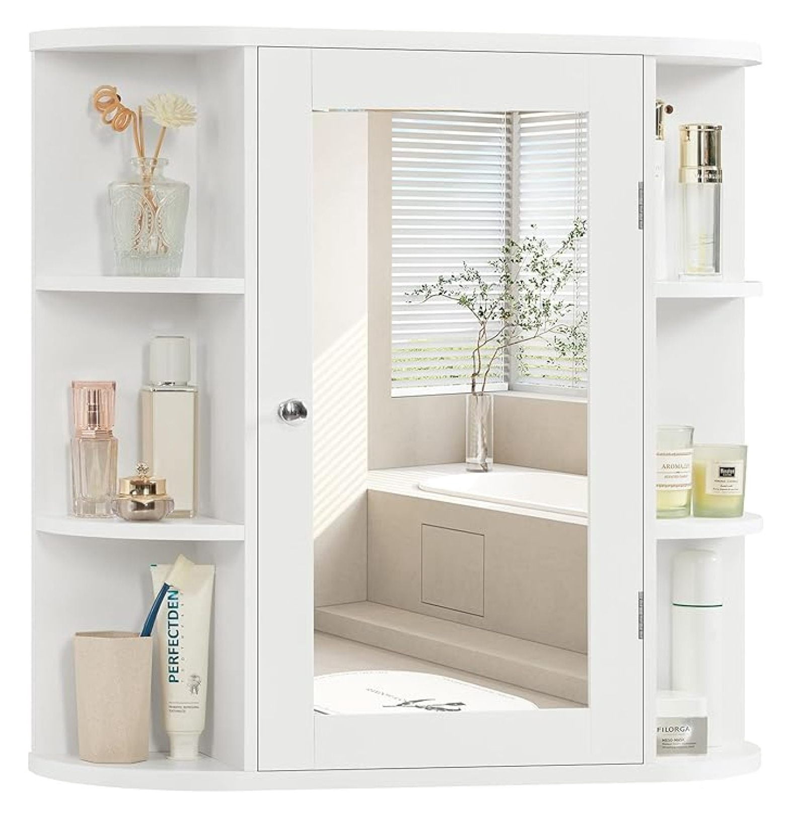 Medicine Cabinet with Mirror, Bathroom Storage Cabinet, White Wall ...