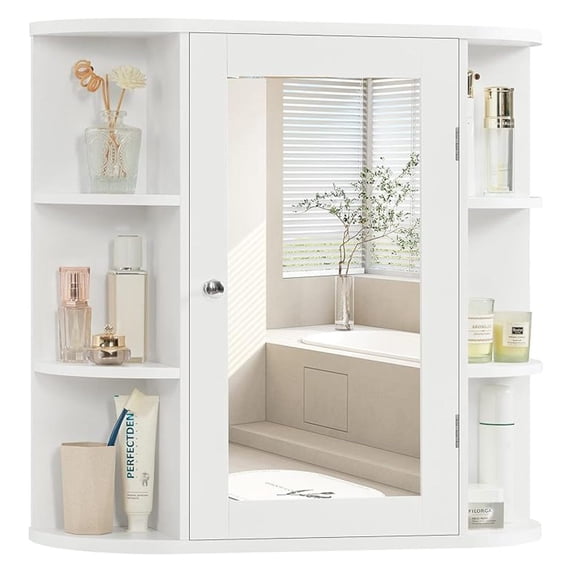 Medicine Cabinet with Mirror, Bathroom Storage Cabinet, White Wall ...