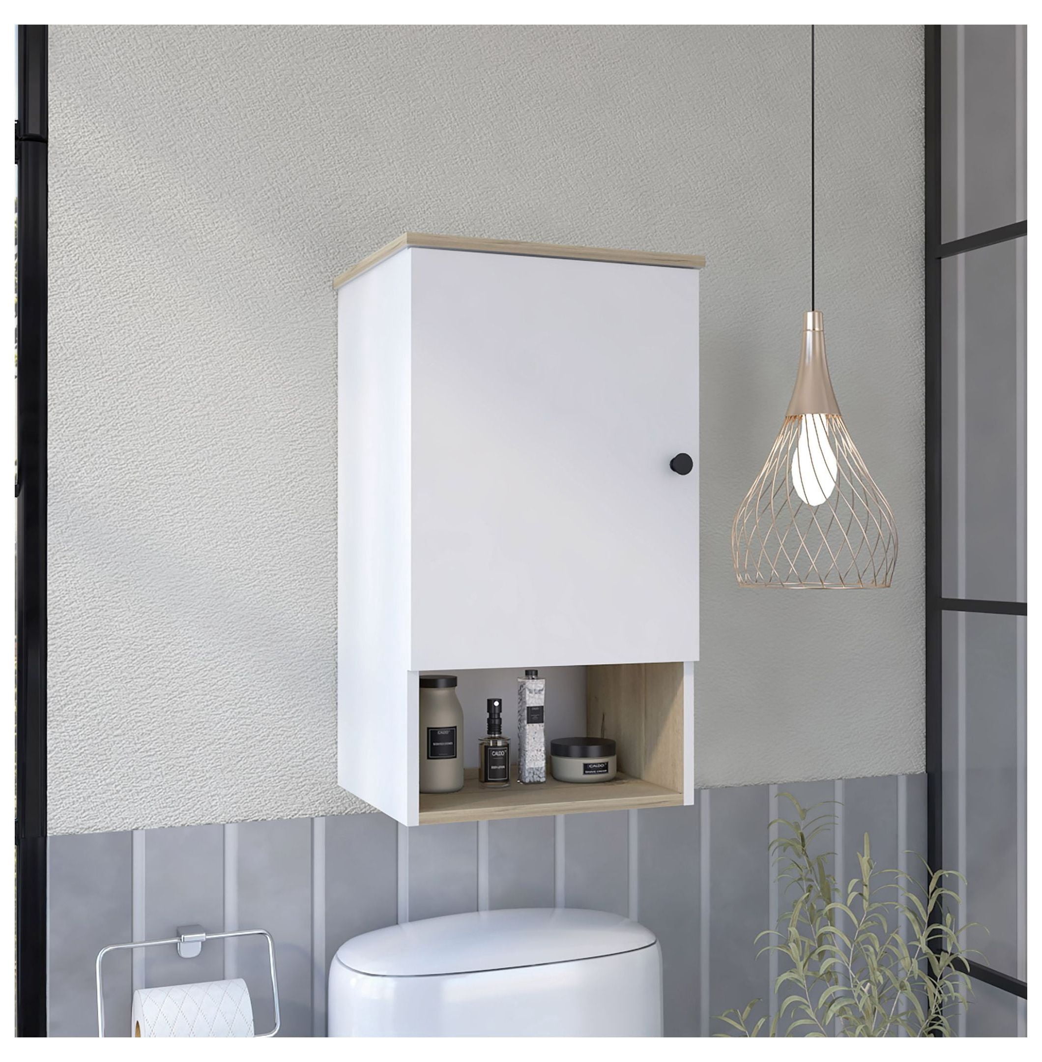 Medicine Cabinet with Shelf - 16.2" Wide Bathroom Storage - Light Oak ...