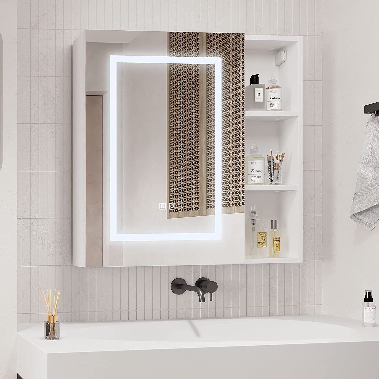 Medicine Cabinets with Light,LED Bathroom Mirror Cabinet with Storage ...