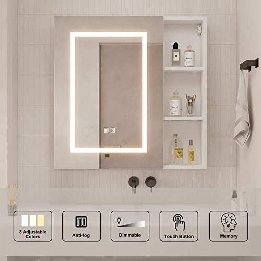 Medicine Cabinets with Light,LED Bathroom Mirror Cabinet with Storage ...
