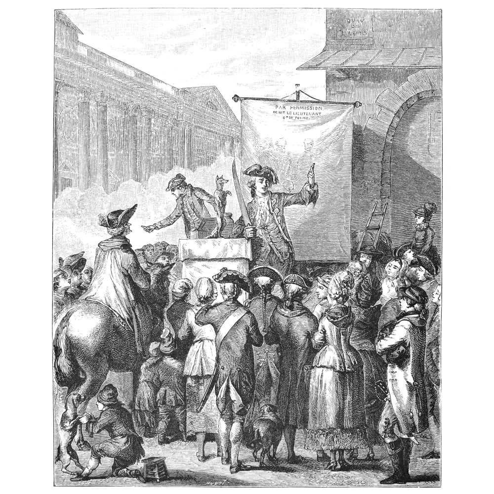 Medicine Charlatan. Nfrench Quack Near The Louvre. Line Engraving 19Th ...