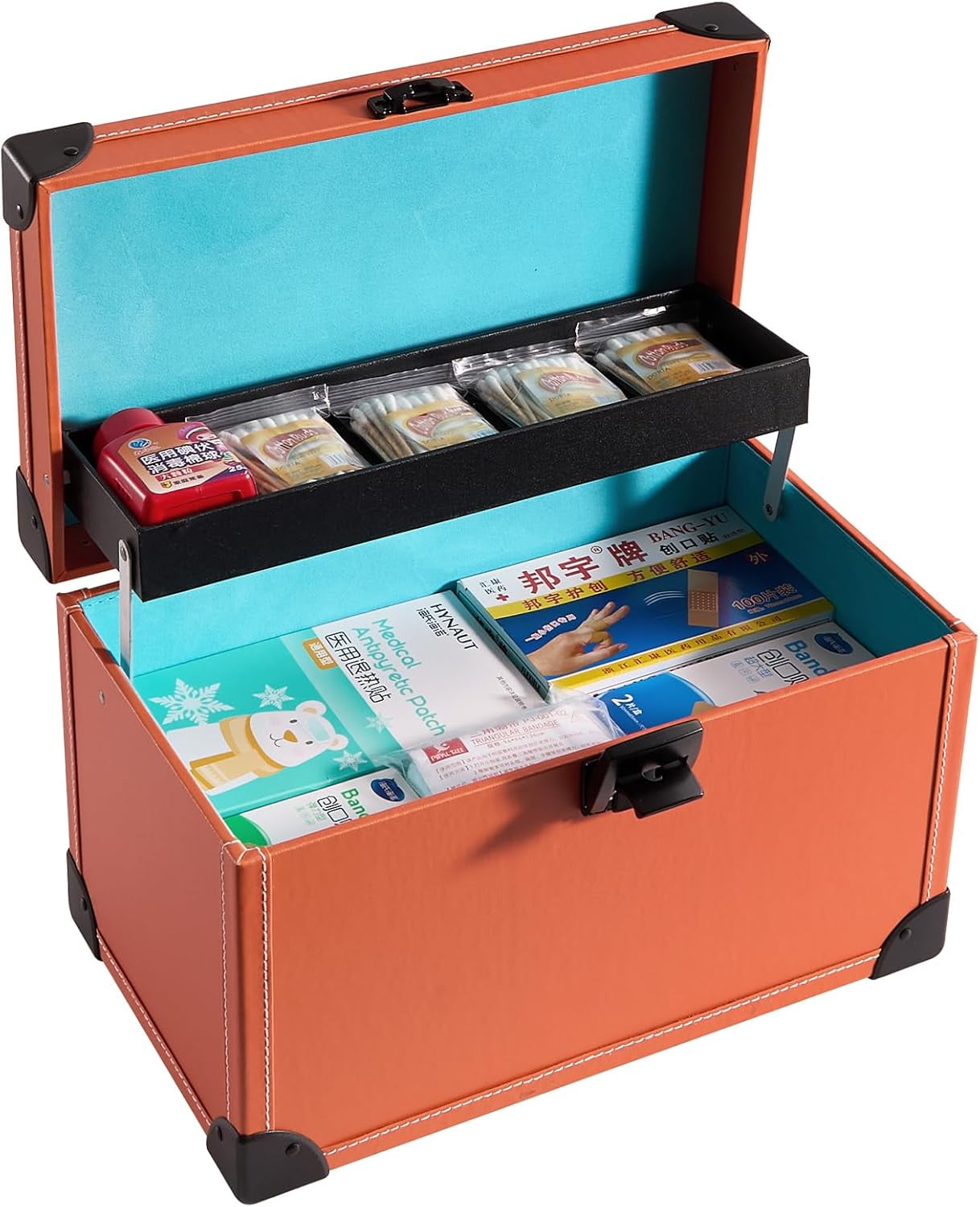 Medicine Lock Box -13.4 x 8.3 x 7.5 Inch（Large ）- Orange with Tray ...