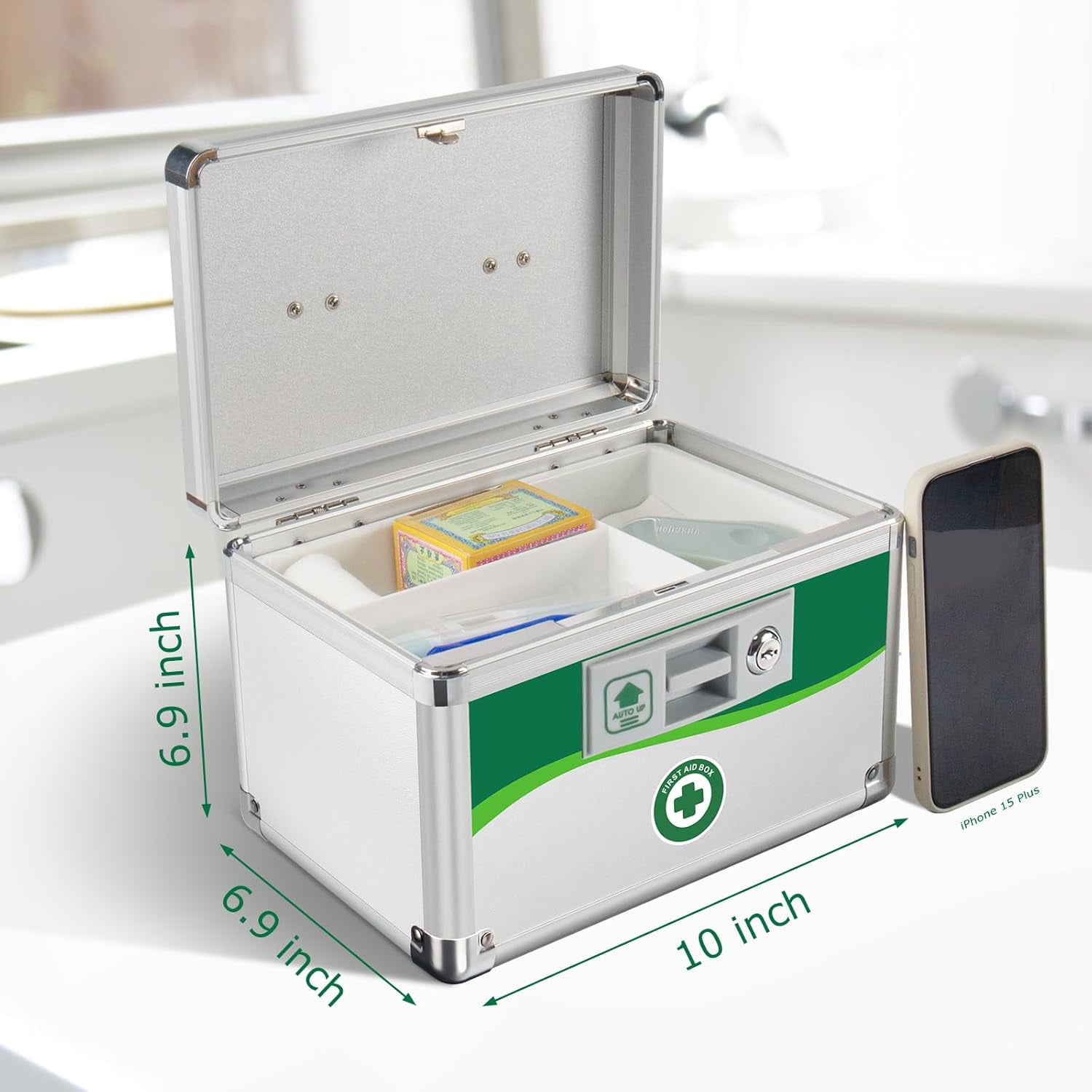 Medicine Lock Box, Lockable Daily Storage with Aluminum Frame, Large ...