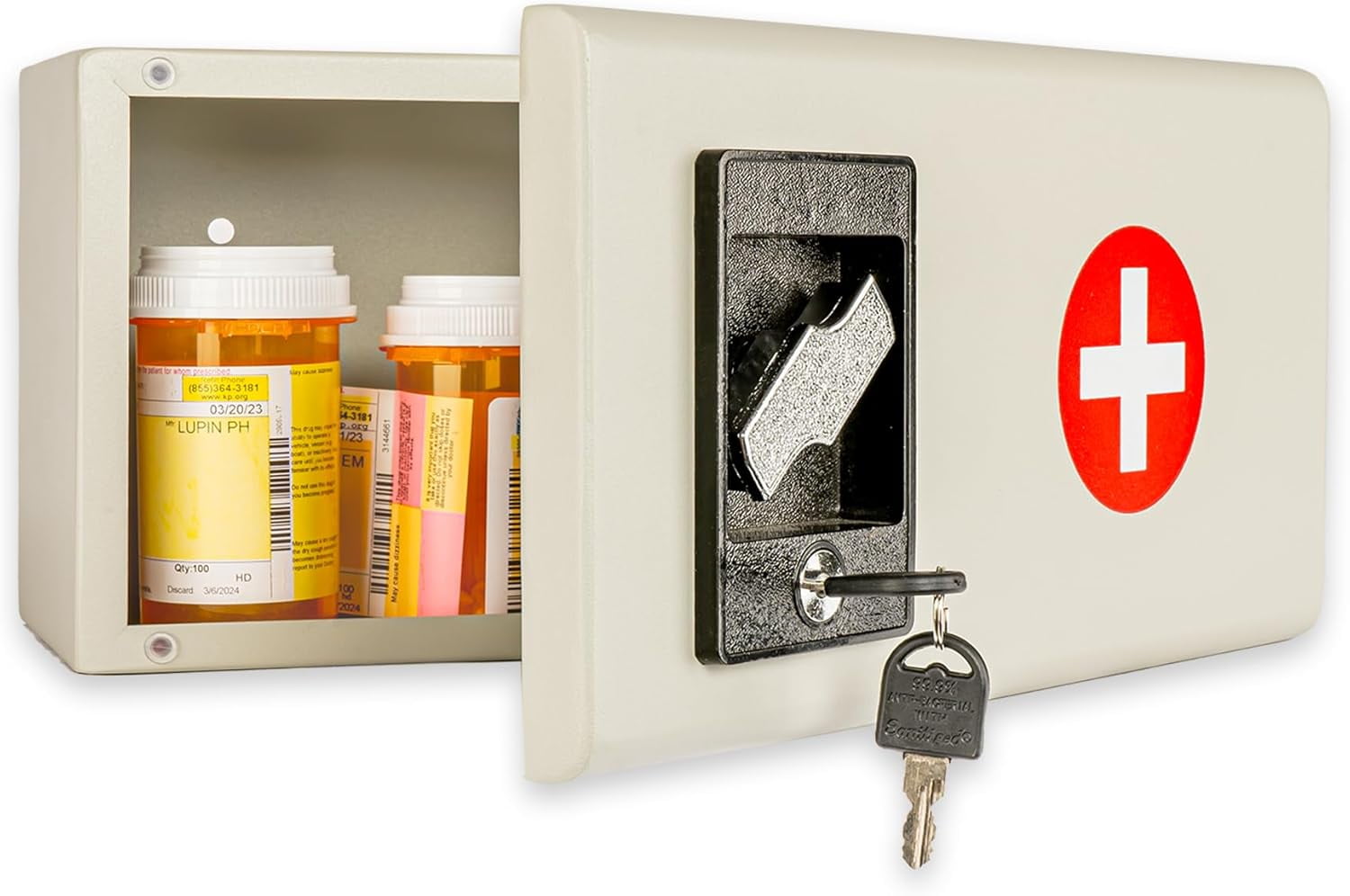 Medicine Lock Box for Medication Lock Box with Key - Wall Mounted Locking First Aid Medicine ...