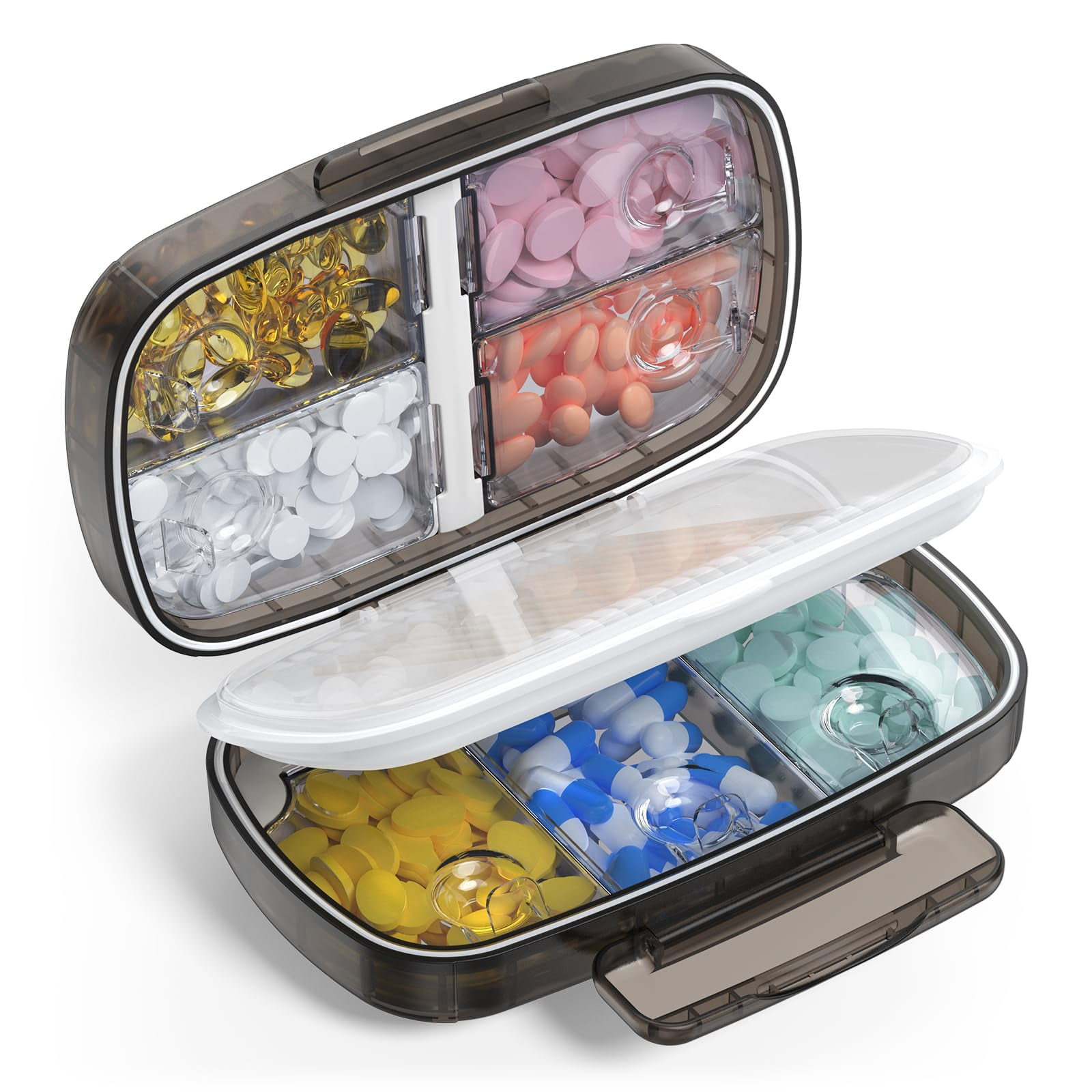 Medicine Pill Organizer Travel Airtight Pill Box for Purse Vitamin ...