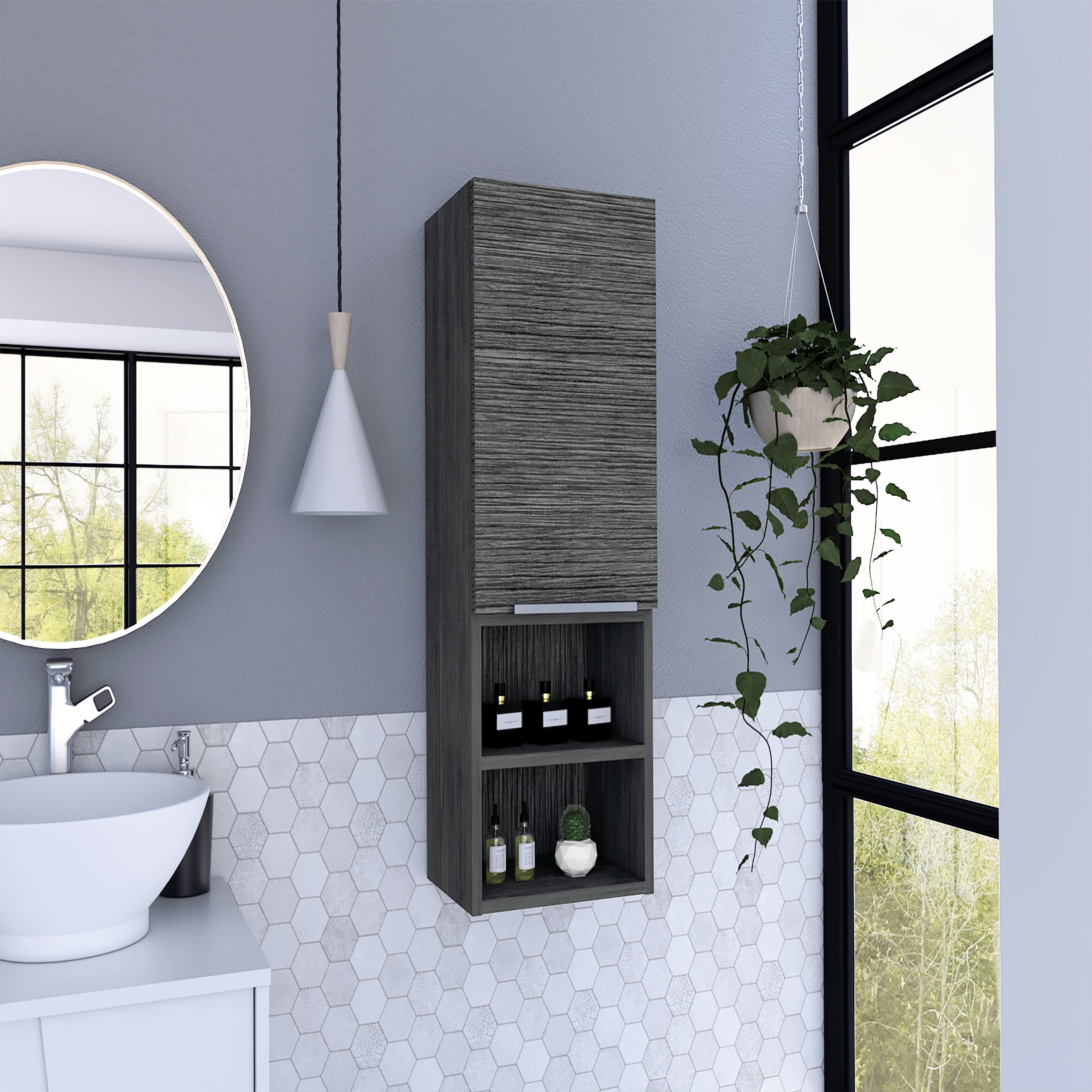 Medicine Single Door Cabinet 32" H, Two External Shelves, Two Interior ...