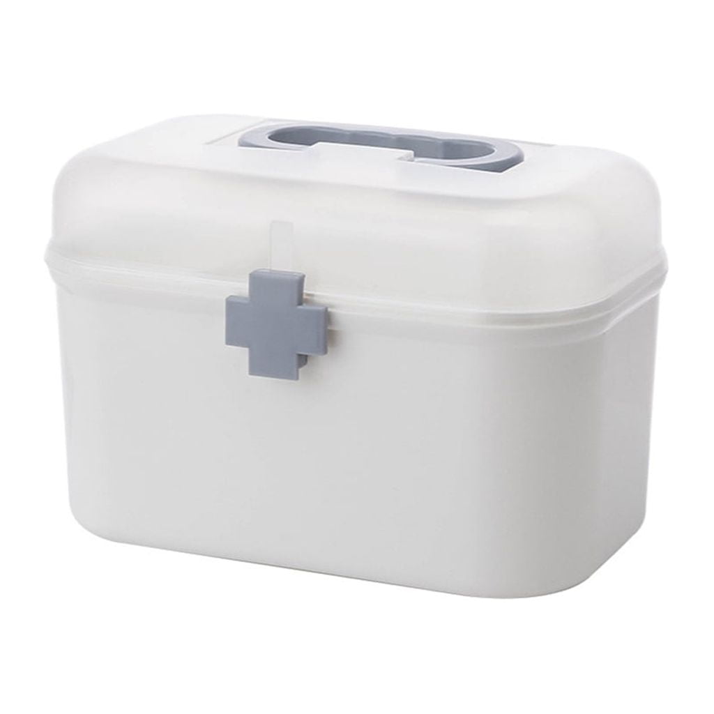 Medicine Storage Box 2 Layer First Aid Bin with Handle Tray Emergency ...