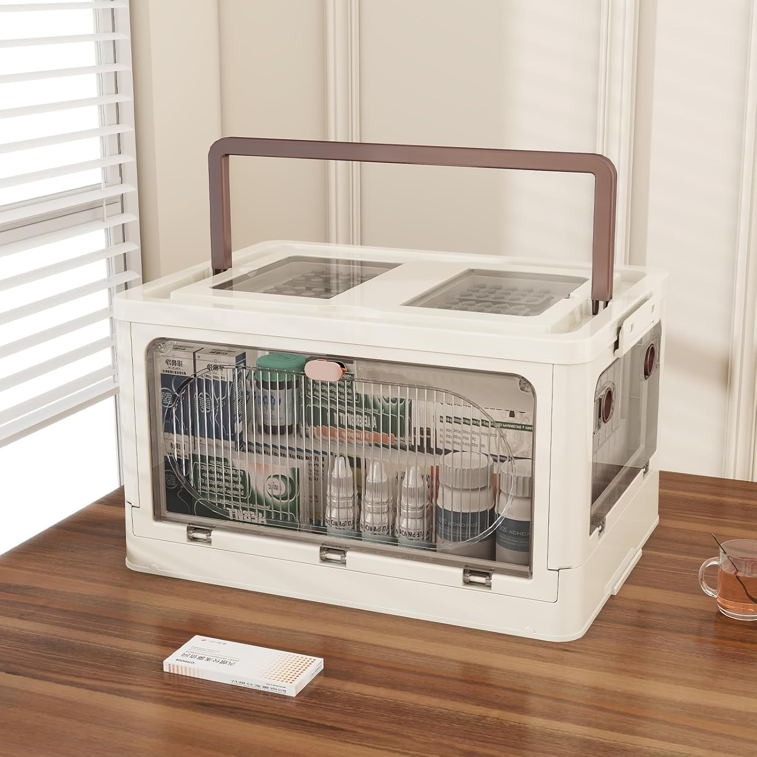 Medicine Storage Box with Handle,Large First Aid Box with Removable ...