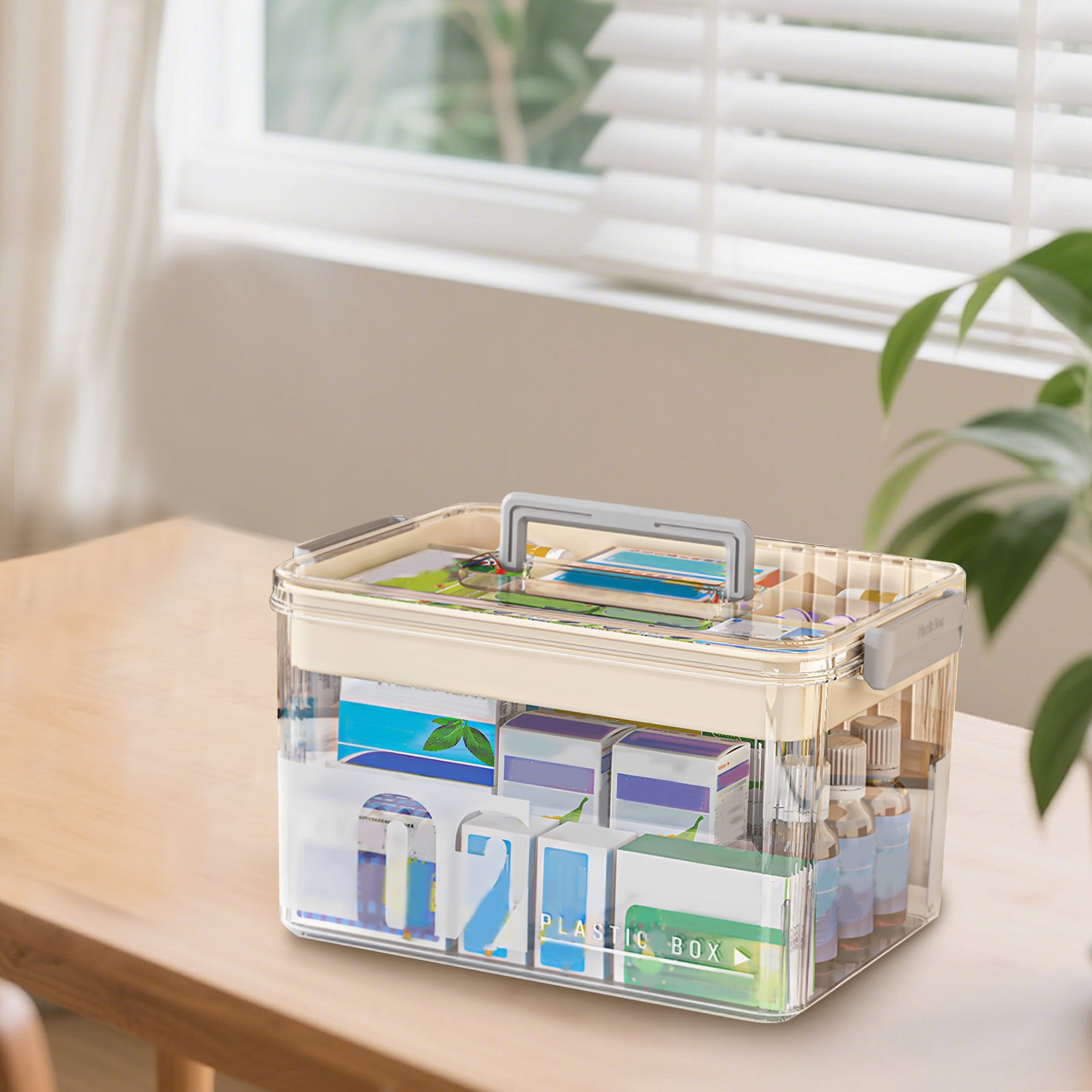 Medicine Storage Box with Handle Sealing Solid Plastic First Aid ...