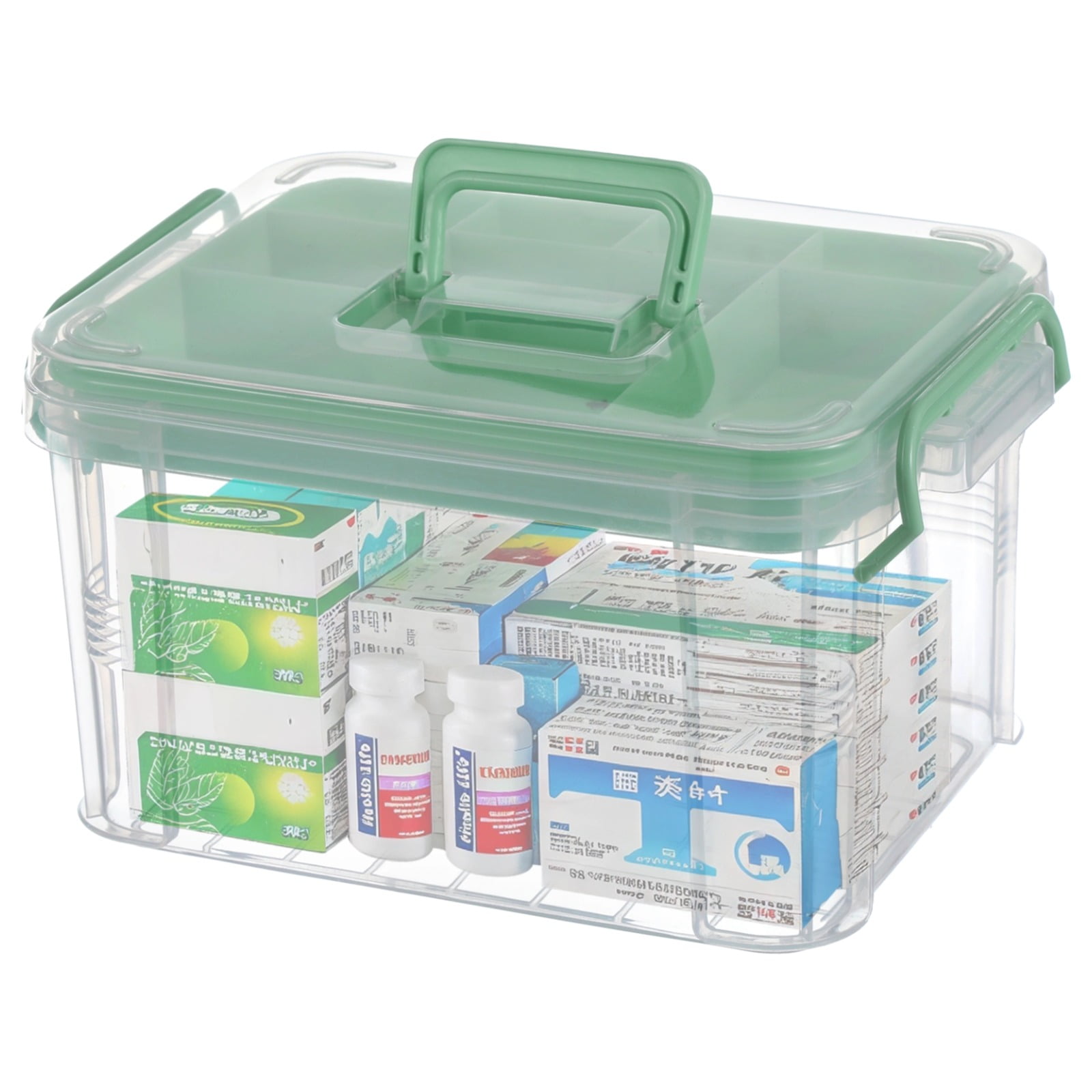 Medicine Storage Container with Handle, Portable First Aid Box ...